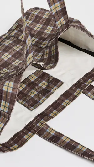 DAMSON MADDER Cocoa Check Tote Bag