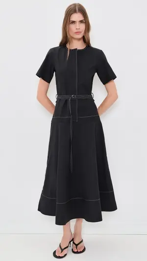 Proenza Schouler White Label Elizabeth Midi Dress With Contrast Stitching