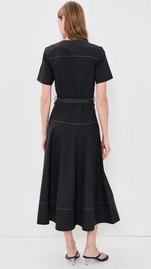 Proenza Schouler White Label Elizabeth Midi Dress With Contrast Stitching