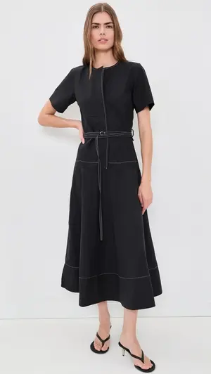 Proenza Schouler White Label Elizabeth Midi Dress With Contrast Stitching