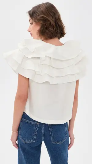AKNVAS Linda Taffeta Cape Top