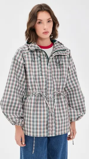 DAMSON MADDER Elderberry Check Liu Raincoat