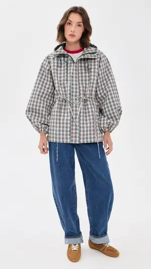 DAMSON MADDER Elderberry Check Liu Raincoat