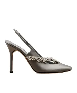 Balenciaga X Manolo Blahnik Satin Slingback Pumps - Gray