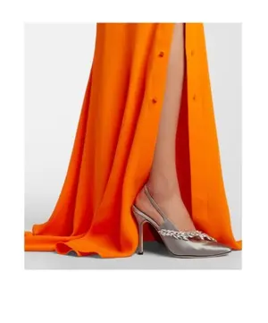 Balenciaga X Manolo Blahnik Embellished Satin Slingback Pumps