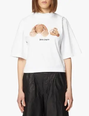 Palm Angels Bear Print Cropped T-shirt