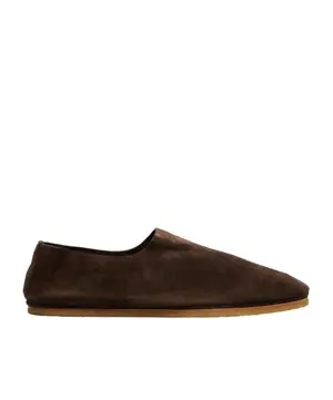 THE ROW Perrick Suede Flats - Brown
