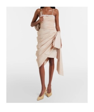 Chloé Cotton Poplin Midi Skirt With Bow Detail