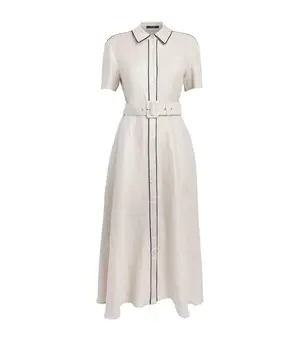 TOCCIN Linen-blend Jean Midi Dress - Beige