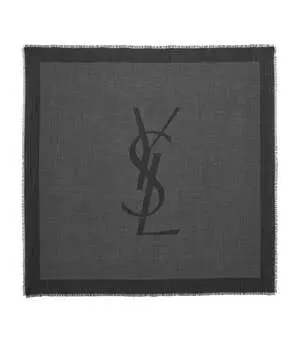 Saint Laurent Cashmere-silk-wool Cassandre Scarf - Grey