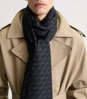 Saint Laurent Cashmere-silk Monogram Scarf
