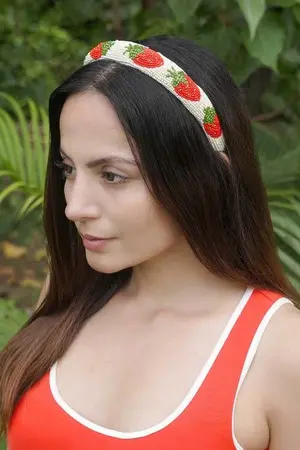 HAIR DRAMA CO Strawberry Fields Beaded Headband