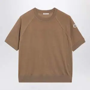 Moncler Beige Wool Sweater With Logo Patch - Cream