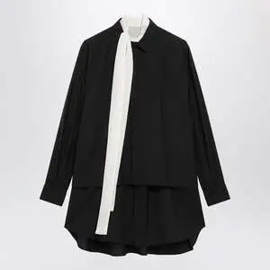 Sacai Wool-blend Mini Shirt Dress - Black