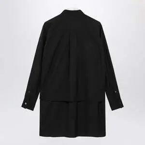 Sacai Wool-blend Mini Shirt Dress With Integrated Scarf