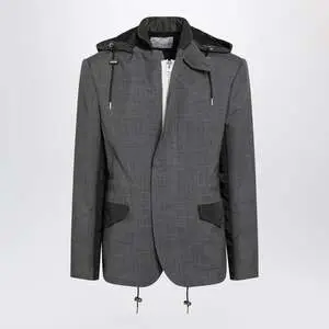 Sacai Hybrid Wool And Nylon Jacket - Gray