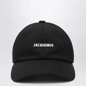 Jacquemus Cotton Baseball Cap With Logo - Black