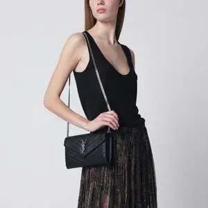 Saint Laurent Cassandre Chain Clutch - Black