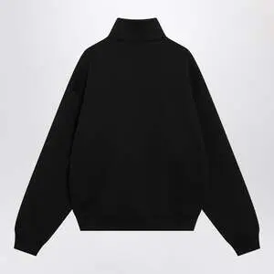 Jacquemus Zip-neck Sweatshirt With Gros Grain Logo - Black