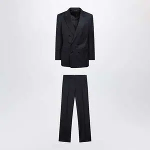 TOM FORD Navy Double-breasted Wool Suit - Blue