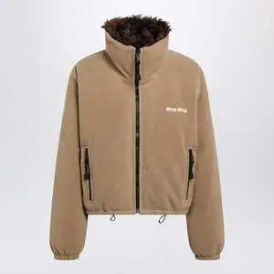Miu Miu Camel Fleece Down Jacket - Cream