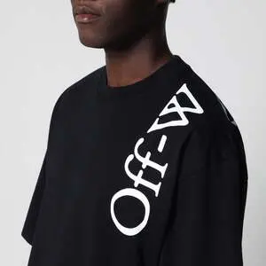 Off-White Crewneck T-shirt With Printed Logo In Cotton - Black