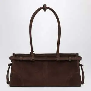 Prada Bonnie Medium Suede Handbag - Brown