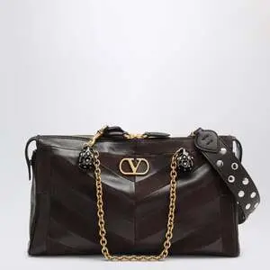 Valentino Garavani Medium Panthea Shoulder Bag In Suede And Nappa Leather - Brown