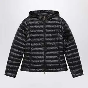 Moncler Igelhood Down Jacket In Longue Saison - Black