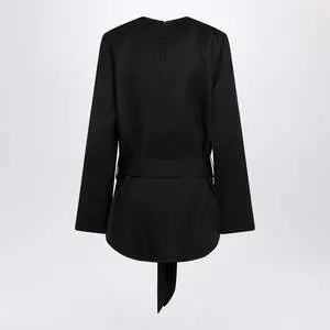 TOTEME Heavy Satin Belted Tunic - Black