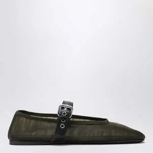 Miu Miu Fabric Buckle Ballet Flats - Green