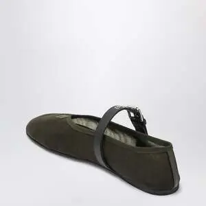 Miu Miu Fabric Buckle Ballet Flats - Green
