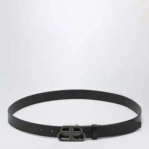 Balenciaga Slim Bb Belt In Calfskin Leather - Black