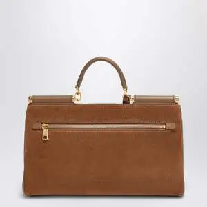 Dolce & Gabbana Medium Sicily Bag In Camel Suede Leather - Brown