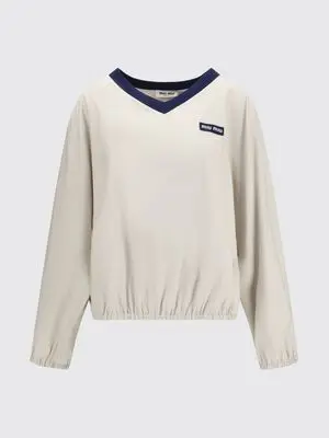 Miu Miu V-neck Sweater With Logo Patch - Black