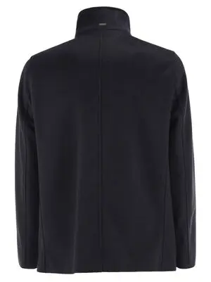Herno Double-breasted Jacket In Wool-effect Fabric With High Collar