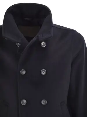 Herno Double-breasted Jacket In Wool-effect Fabric With High Collar