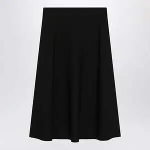 Max Mara Flared Midi Skirt In Viscose Crêpe Yarn - Black