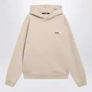 Jacquemus Beige Hoodie With Grosgrain Logo - Cream