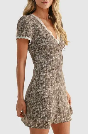 ALL IN FAVOR Lace Trim Mini Dress