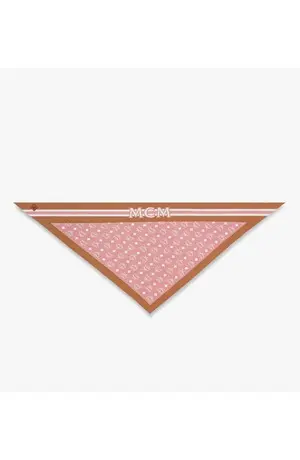 Mcm Monogram Print Triangle Silk Scarf - Soft Pink