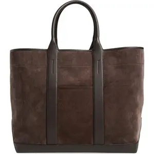 TOM FORD Large Leather Tote Bag - Eck Brown