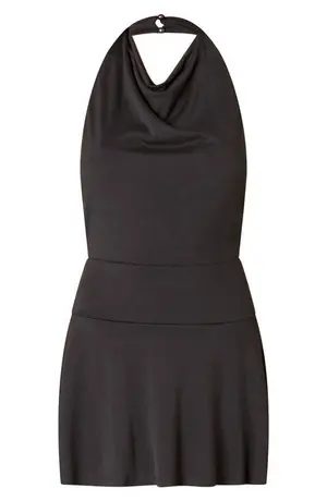 NIA Emilio Cowl Neck Halter Minidress