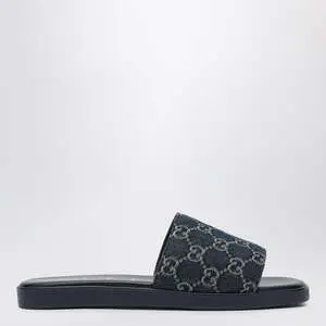 Gucci Gg Denim Slider Sandal In Flurry - Blue