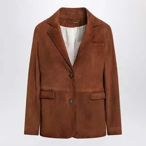 GOLDEN GOOSE Robyn Suede Sheepskin Blazer In Cambridge - Brown