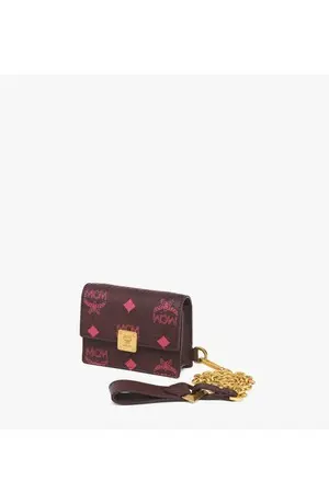 Mcm Aren Airpods Pro Charm With Chain Strap In Visetos