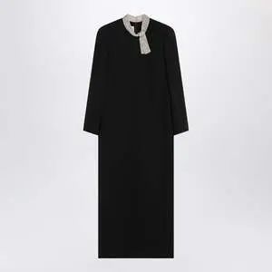 Valentino Garavani Silk Cady Couture Dress With Rhinestone Embellished Scarf