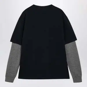 Miu Miu Wool And Cashmere Sweater With Striped Sleeves