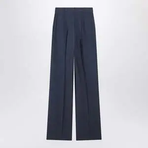 Max Mara Virgin Wool Tailored Trousers - Blue