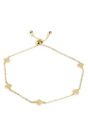 Argento Vivo Clover Cubic Zirconia Slider Bracelet - Gold
